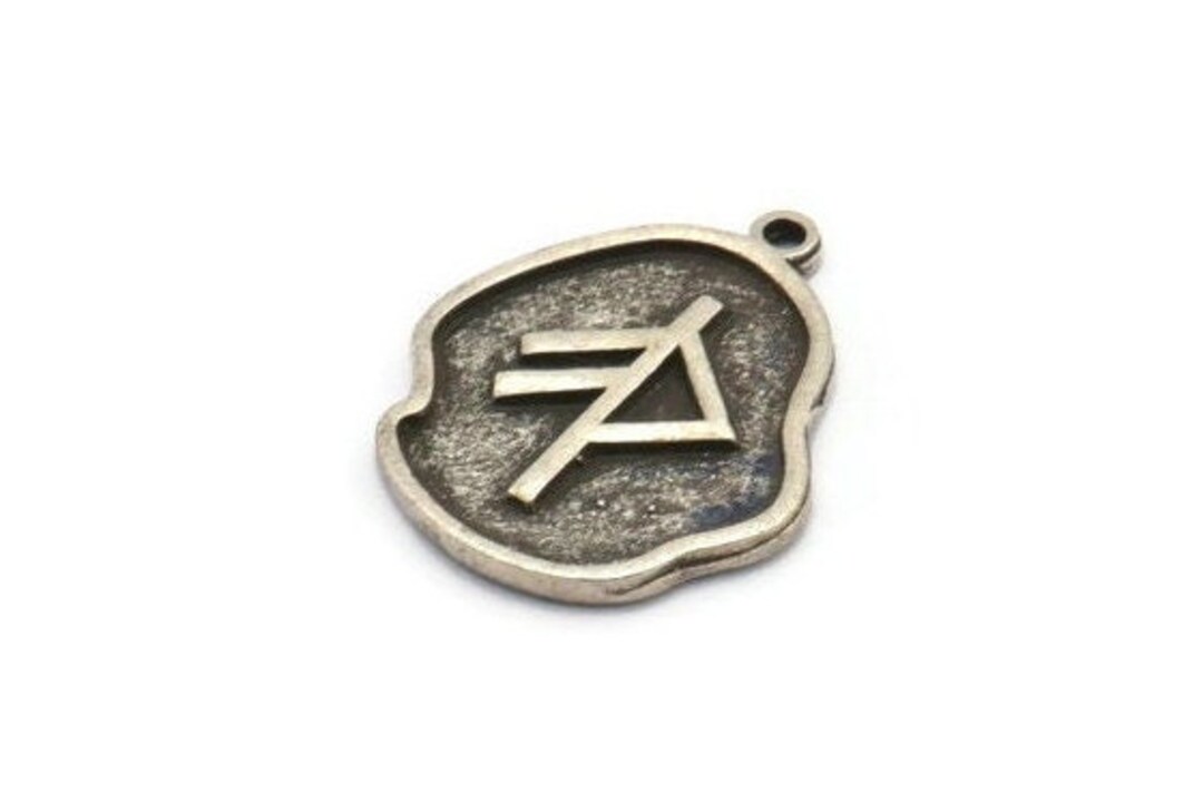 Nordic Runes Charm, 4 Antique Silver Plated Brass Viking Grace Symbol ...
