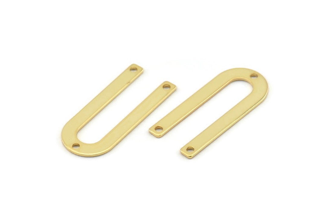Gold U Shaped Charm, 4 Gold Plated Brass U Shaped Charms With 3 Holes ...