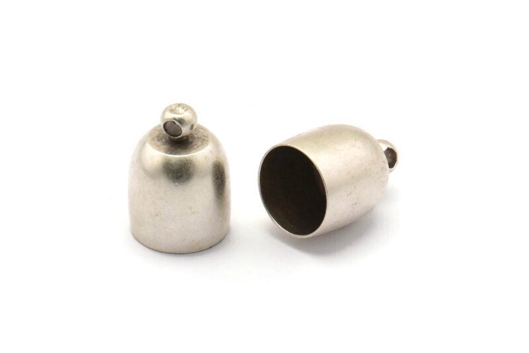 Silver Brass End Cap, 10 Antique Silver Brass End Cap, Cord Tip Cord ...