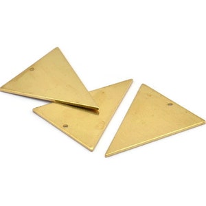 Brass Triangle Pendant, 6 Raw Brass Triangle Charms With 1 Hole ...