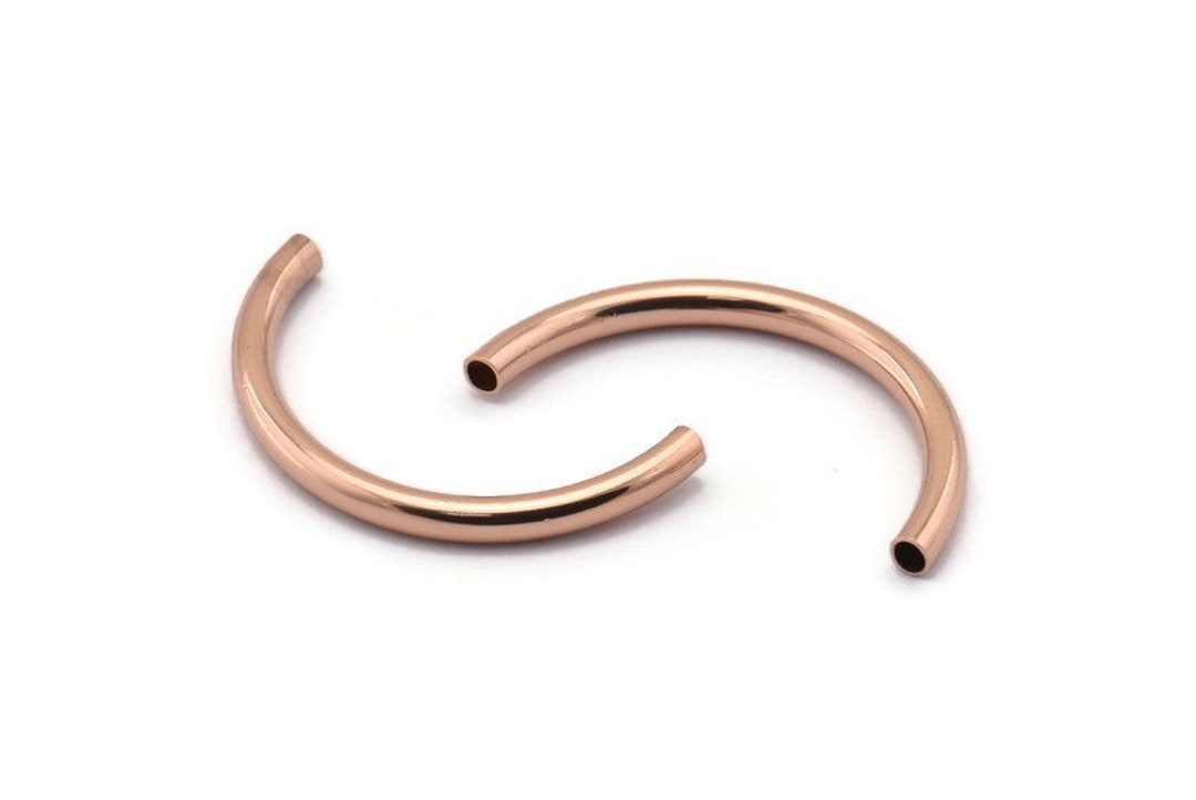 Rose Gold Noodle Tubes - 5 Rose Gold Plated Brass Semi Circle Curved ...