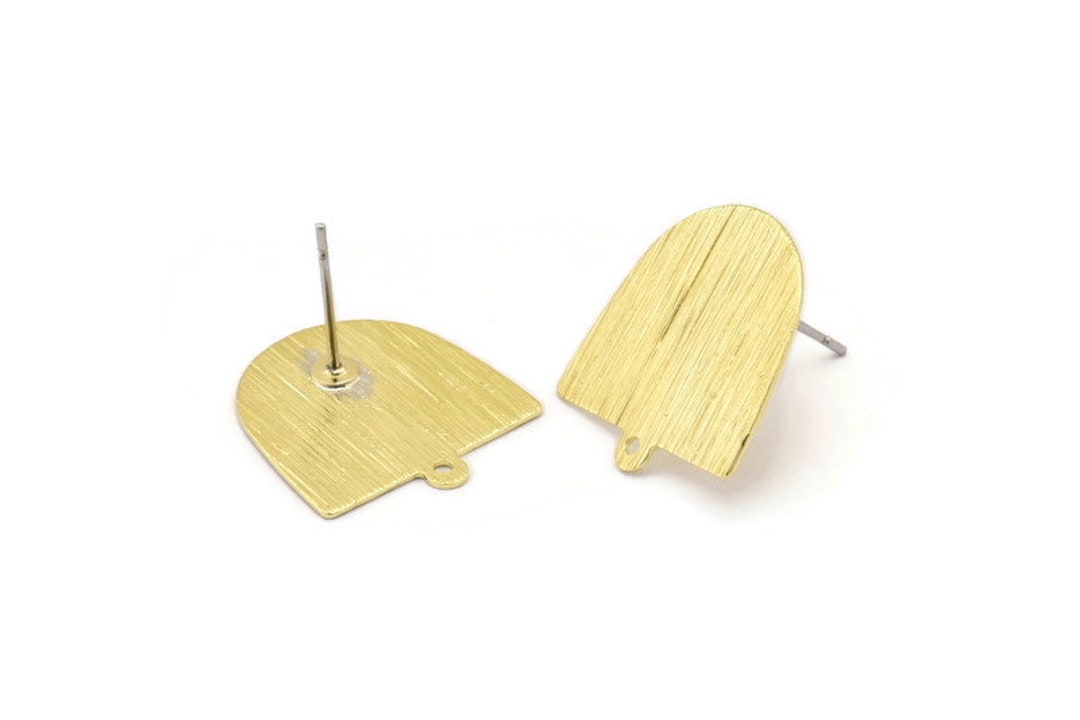 D Shape Earring, 10 Textured Raw Brass D Shape Stud Earrings With 1 ...