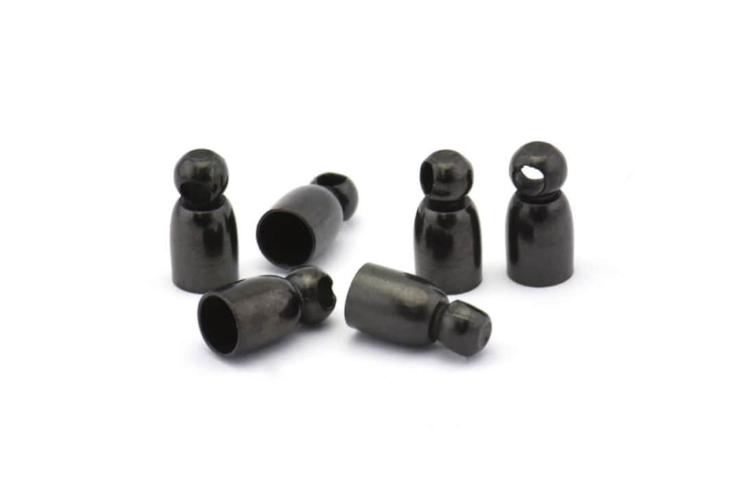Black End Caps, 50 Oxidized Brass Black End Cap, Cord Tip Cord Ends ...