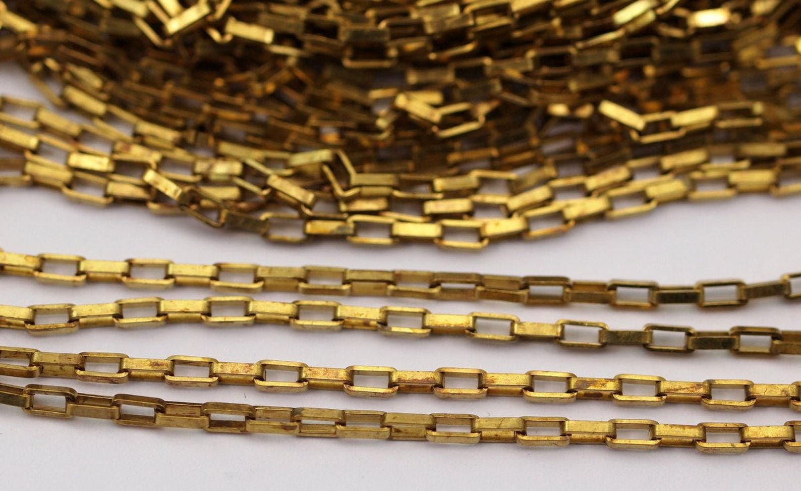 2mm Link Chain, 10 M. Rectangle Raw Brass Chain, Open Link (3.5x2mm ...