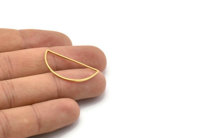 Brass Half Moon, 24 Raw Brass Semi Circle Connectors (15x30x0.80mm ...