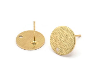 Brass Round Posts Round Earring Stud 18K Real Gold Plated - Etsy