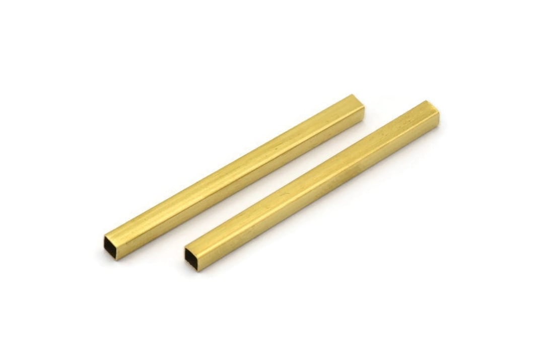Geometric Tube Beads, 24 Raw Brass Square Tubes (40x3x3mm) Sq01 Brc284 ...