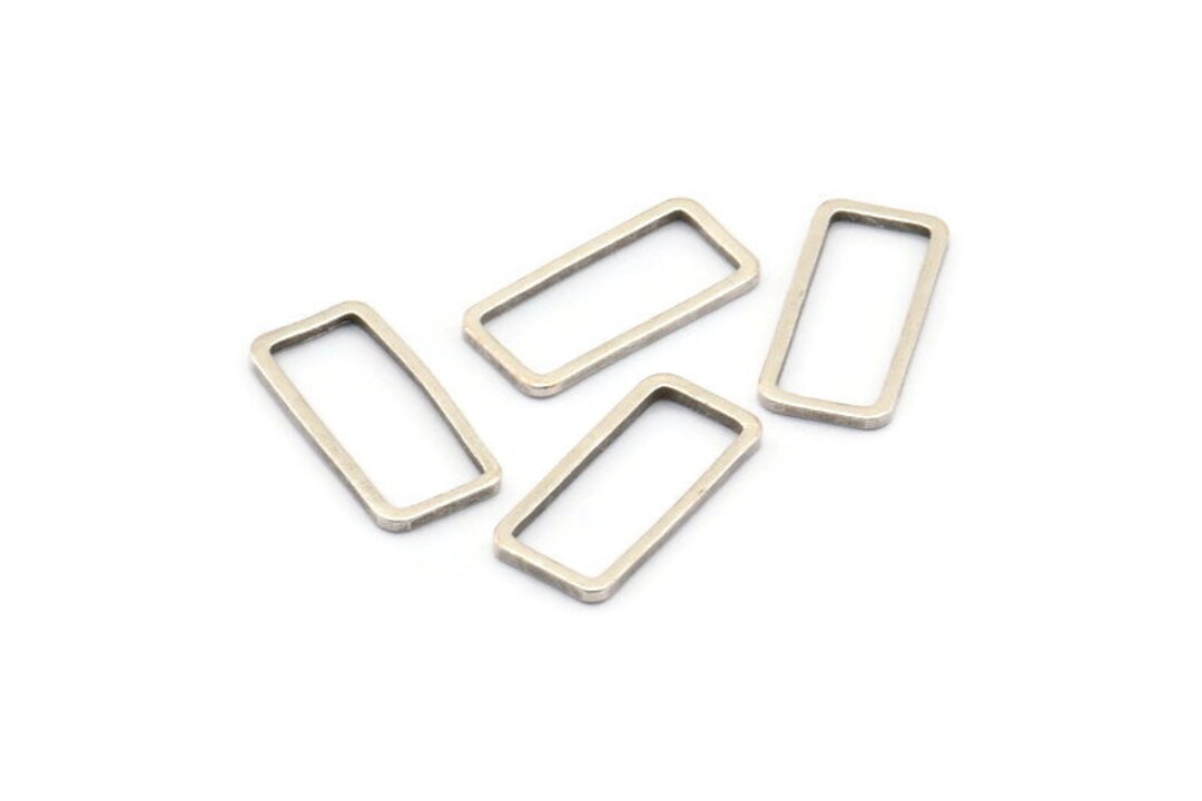 Silver Rectangle Connector, 50 Antique Silver Plated Brass Open ...