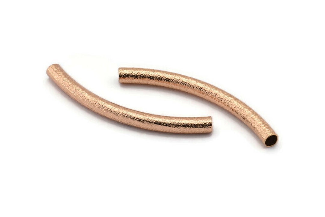 Textured Curved Tubes - 8 Rose Gold Plated Brass Textured Curved Tubes ...