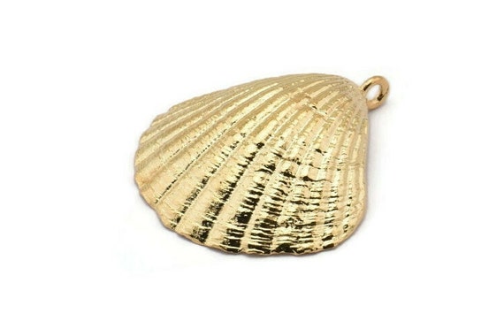 Gold Shell Charm 1 Gold Plated Brass Sea Shell Charm With 1 - Etsy