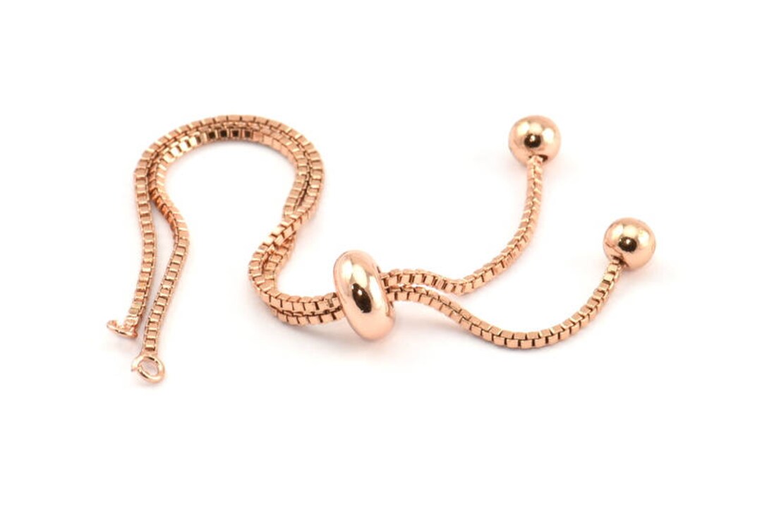 Copper Elevator Chain, 1 Micro Pave CZ Rose Gold Tone Zirconia Rondelle ...