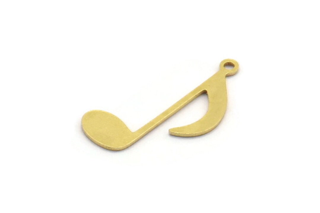Brass Eighth Note Charm, 24 Raw Brass Eighth Note Shaped Charms With 1 ...
