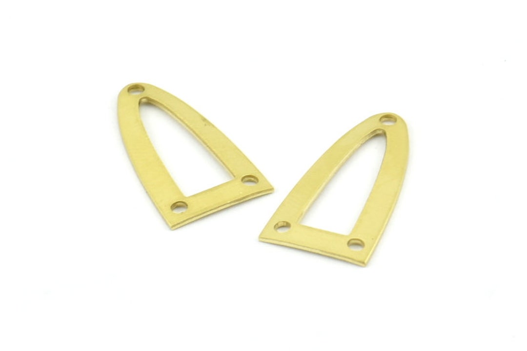 Half Ellipse Charm, 15 Raw Brass Half Ellipse Shape Charms With 3 Holes ...