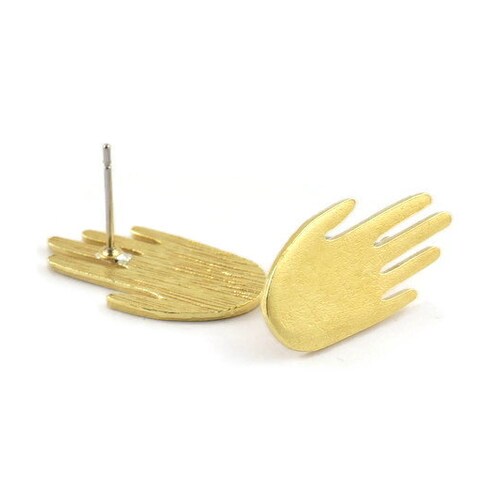Brass Hand Earring 6 Raw Brass Hand Stud Earrings 21x11x1mm - Etsy
