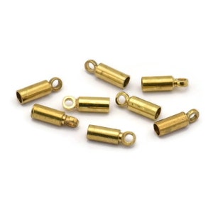 Brass Chain End, 30 Raw Brass Barrel End With Loop (8x2.5mm) Leather ...