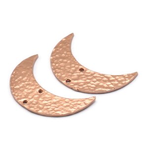 Rose Gold Hammered Crescent Finding, 2 Rose Gold Plated Brass Hammered ...