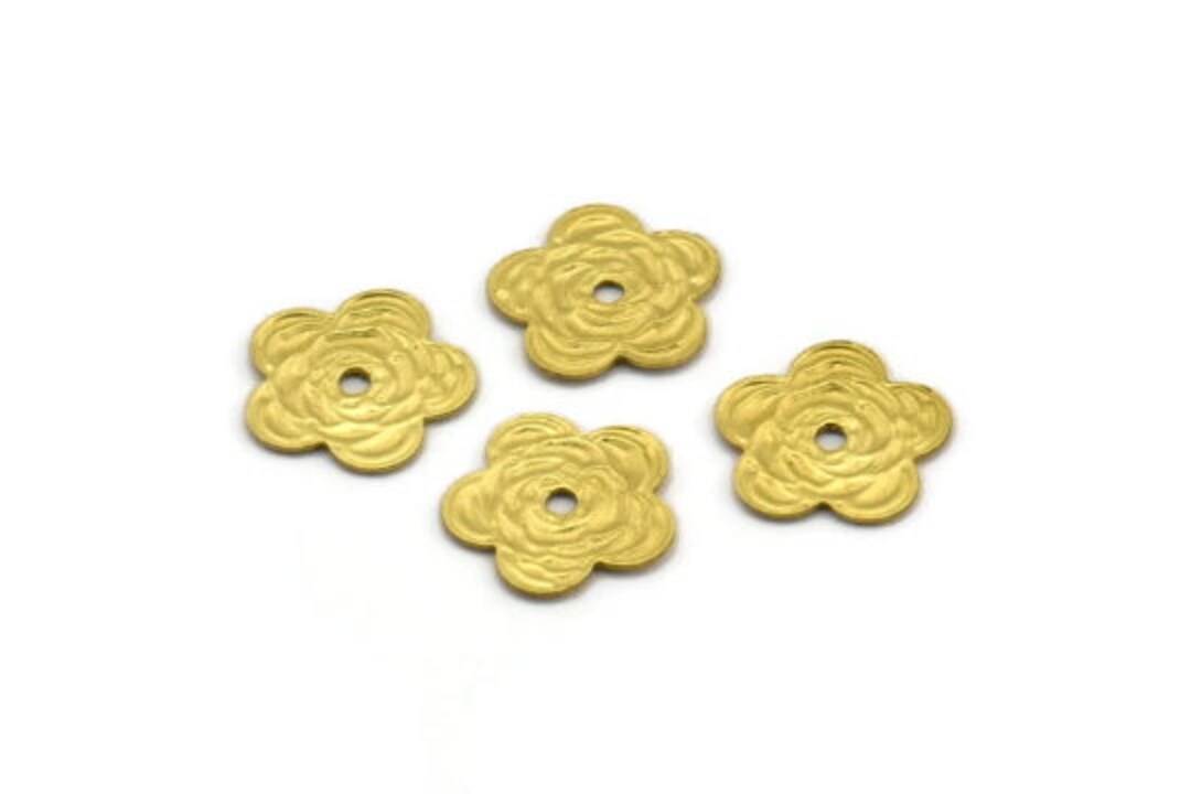 Rose Bead Caps, 40 Raw Brass Rose Shape Bead Caps, Findings (11mm ...