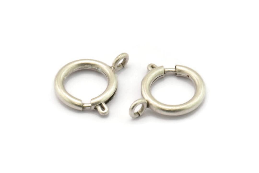 18mm Spring Ring Clasps, 4 Antique Silver Plated Brass Round Spring ...