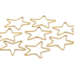 Brass Star Charm, 50 Raw Brass Open Star Charms (24x0.8x0.6mm) BS 1078 ...