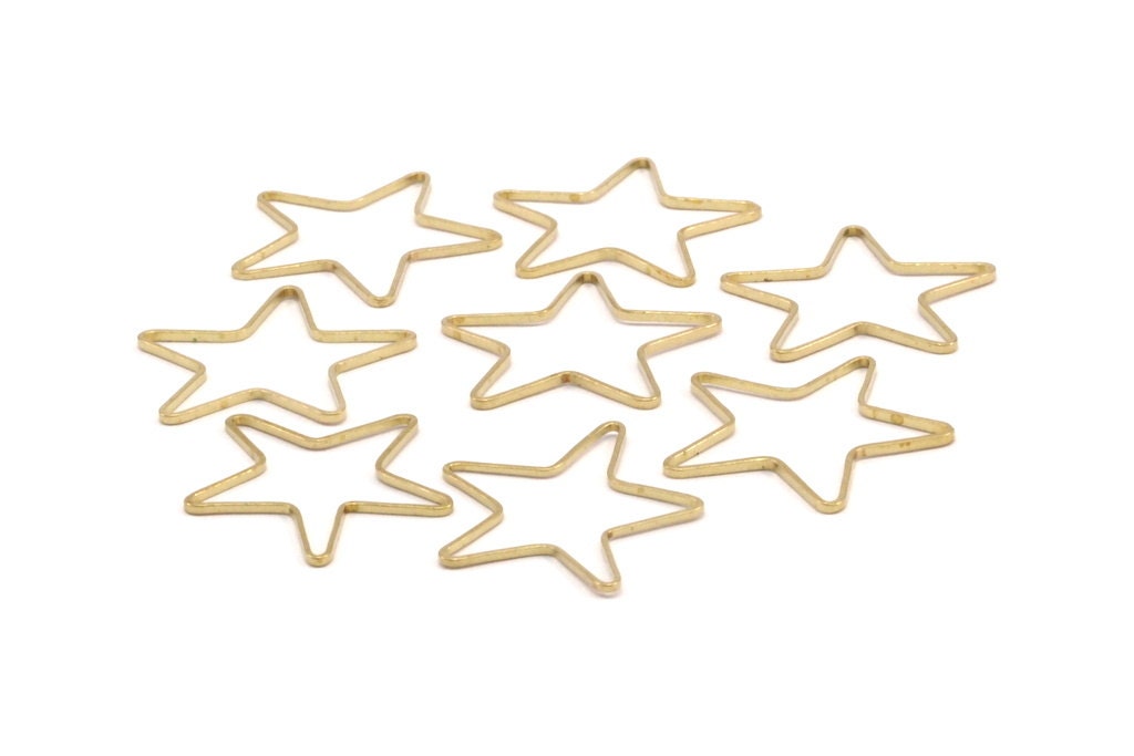 Brass Star Charm 50 Raw Brass Open Star Charms 24x0.8x0.6mm - Etsy
