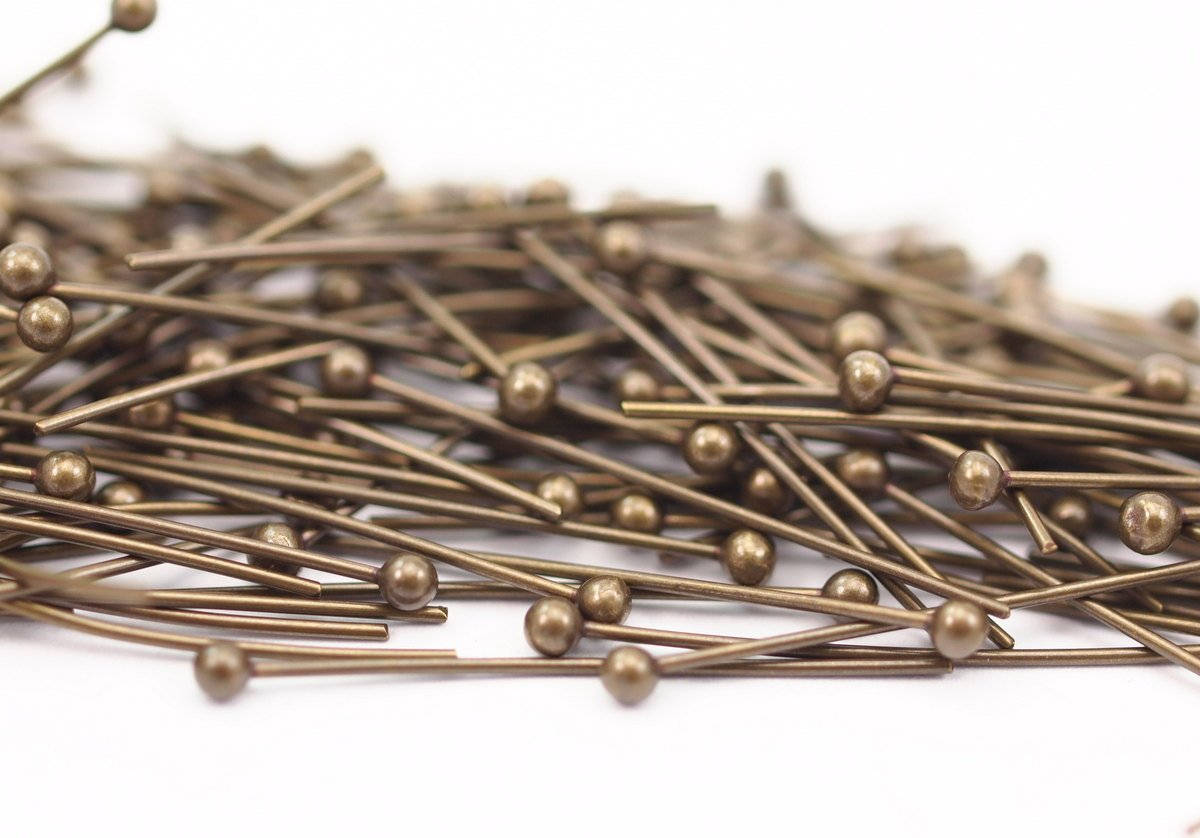 Antique Brass Pin 100 Antique Brass Ball Head Pins Findings | Etsy