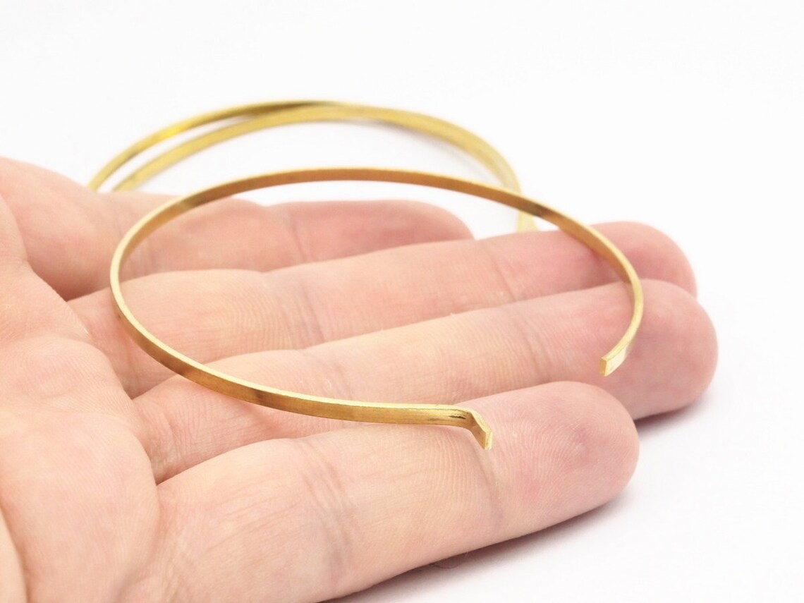 Brass Wire Bracelet 5 Raw Brass Wire Bracelets 64x2mm Bs - Etsy