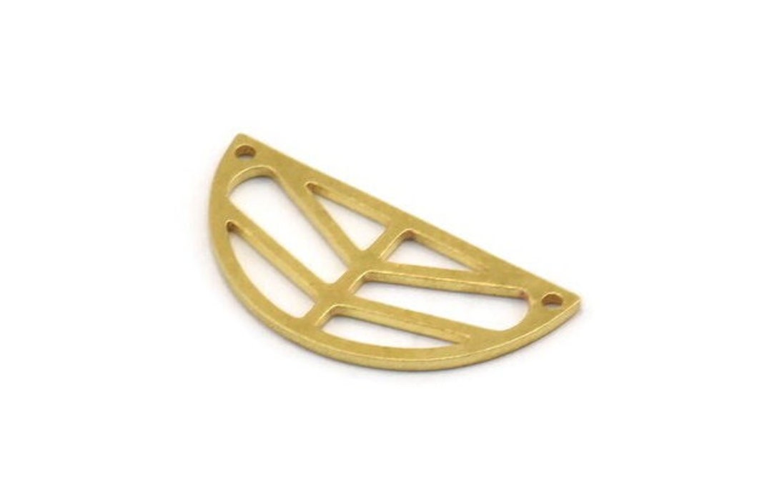 Semi Circle Charm, 12 Raw Brass Half Moon Connectors With 2 Holes ...
