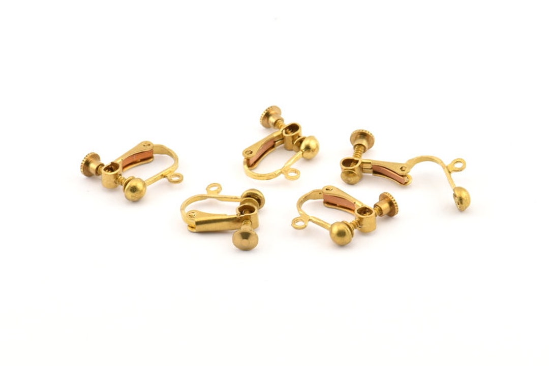 Screw Back Earring, 20 Raw Brass Screw Back Earring Findings (15x9mm ...