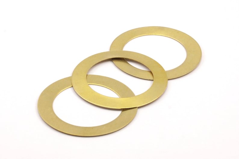 Brass Circle Connector - 16 Raw Brass Circle Connector Blanks ( 40x4mm ...