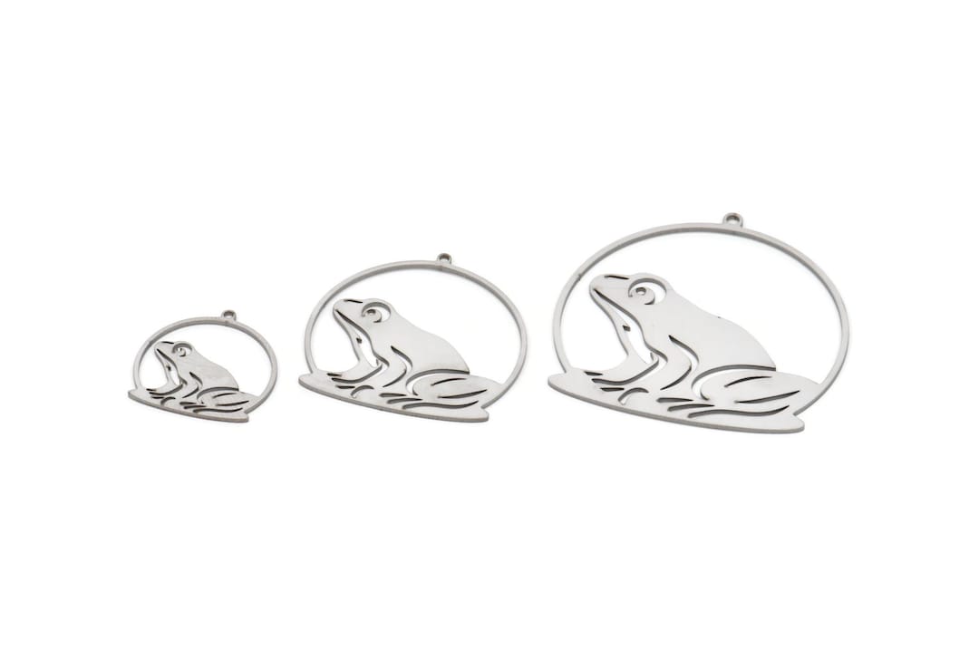 Steel Frog Charm, Stainless Steel Frog Charms With 1 Loop, Findings (20 ...