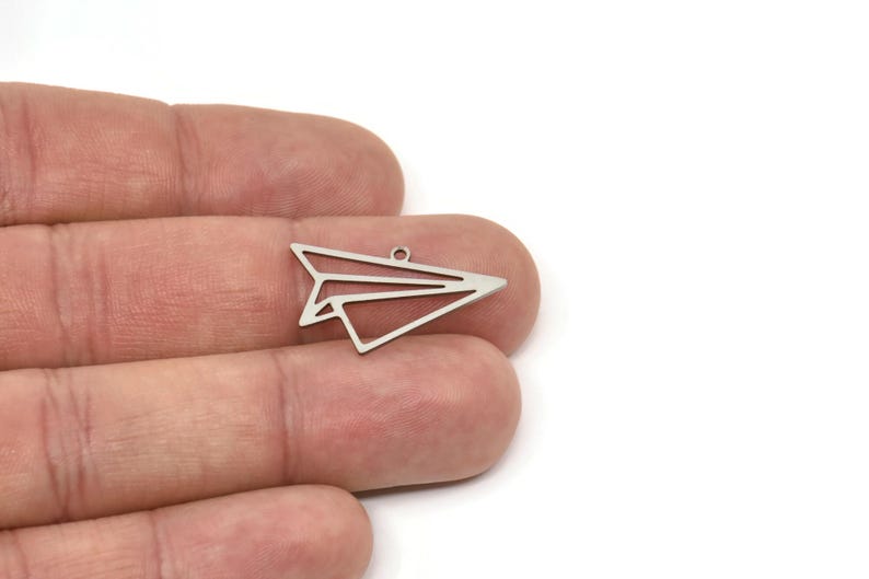 Steel Airplane Charm, Stainless Steel Paper Airplane Shaped Charms With ...