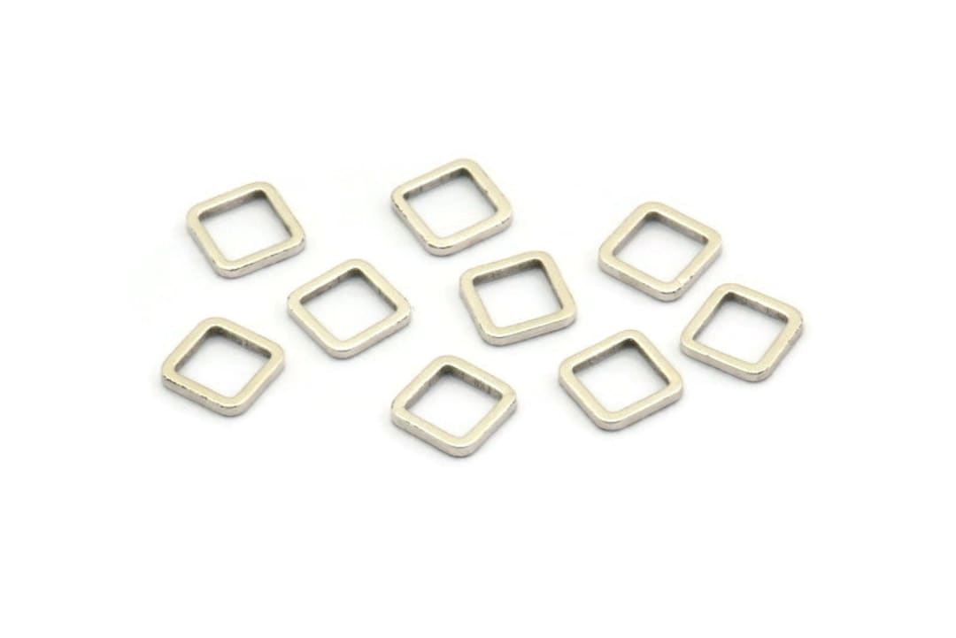 Silver Square Connector, 24 Tiny Antique Silver Plated Brass Square ...