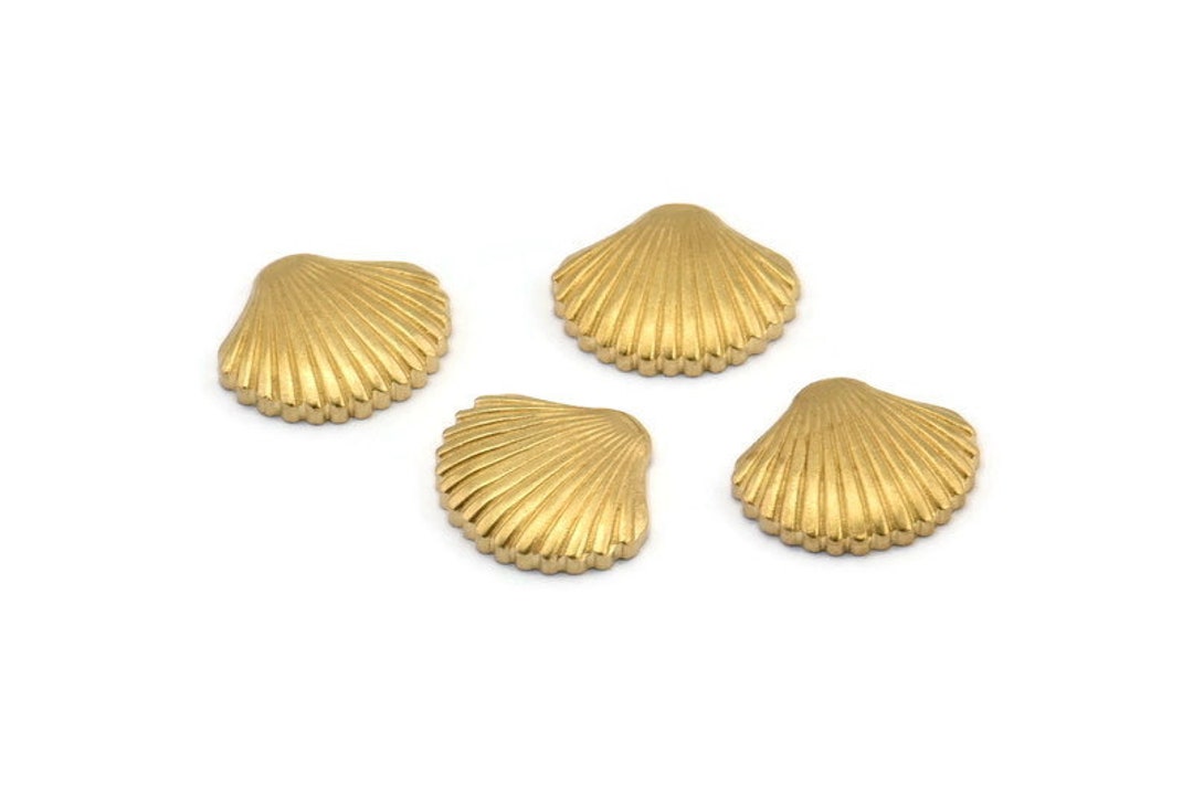 Brass Shell Blank, 12 Raw Brass Sea Shell Blanks, Earrings, Findings ...