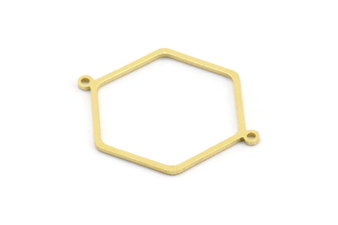 Brass Hexagon Connector, 12 Raw Brass Hexagon Shaped Connectors With 2 ...