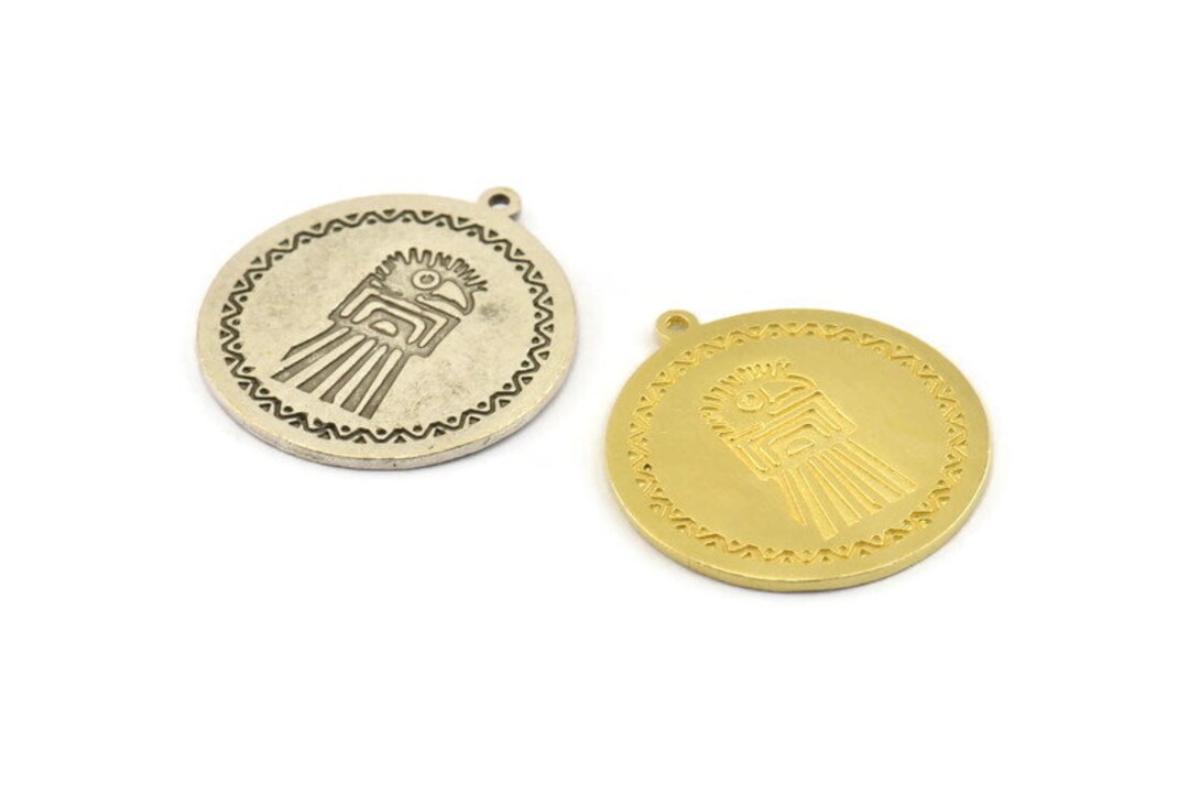 Mayan Pendant, Silver Mayan Charm, Brass Mayan Charm, Mayan ...
