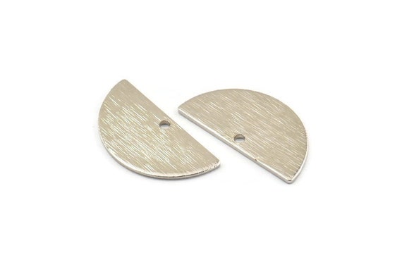 Silver Semi Circle 8 Textured Silver Tone Brass Half Moon | Etsy