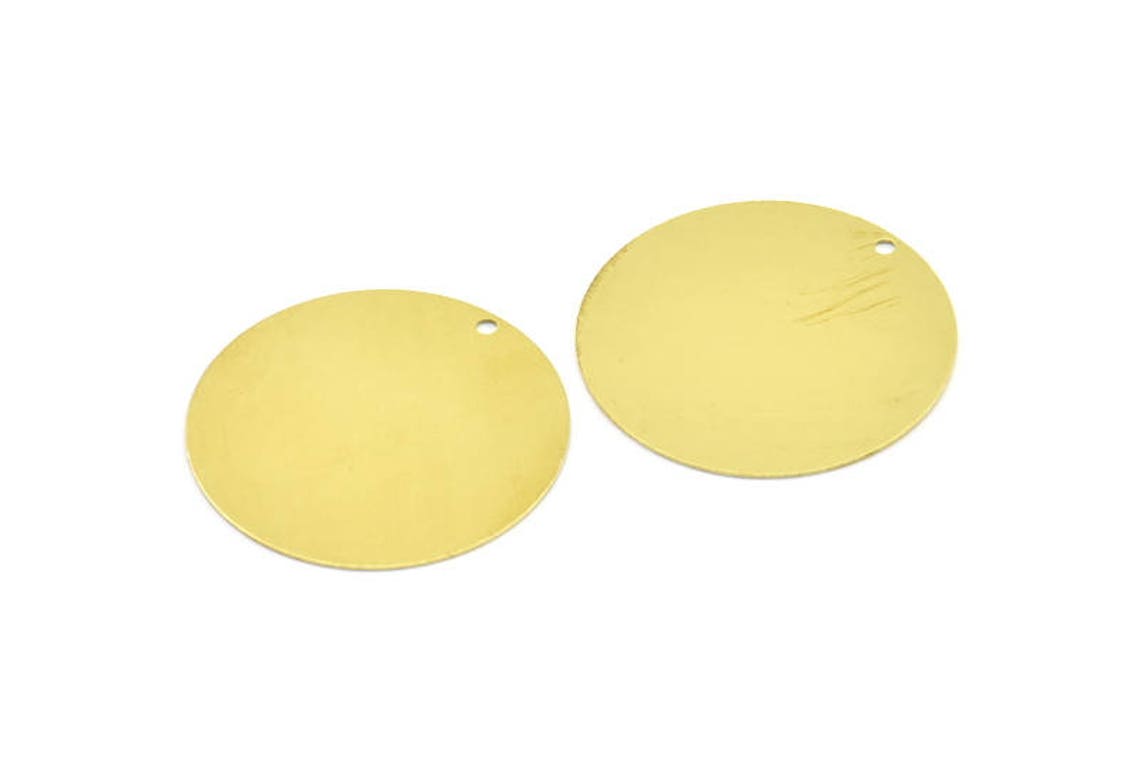 32mm Round Tag 25 Huge Raw Brass Round Tags with 1 Hole | Etsy