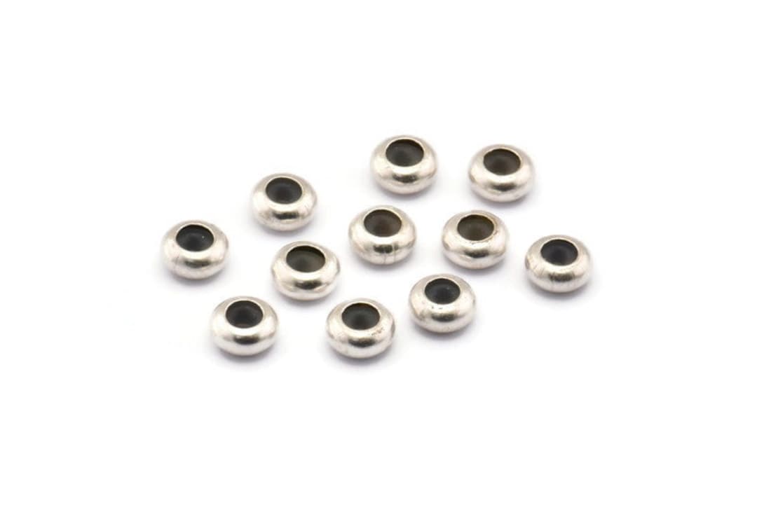 Silver Bead Keeper, 12 Antique Silver Plated Brass Bead Keeper ...