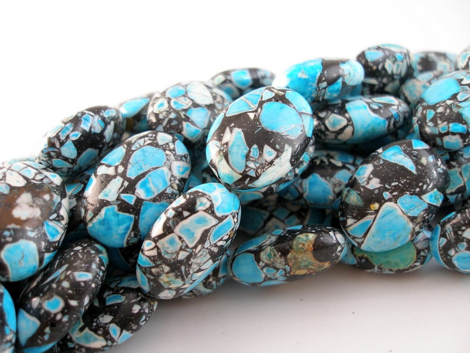 Blue Mosaic Magnesite Turquoise 25mm 8pcs Oval Gemstone Beads - Etsy