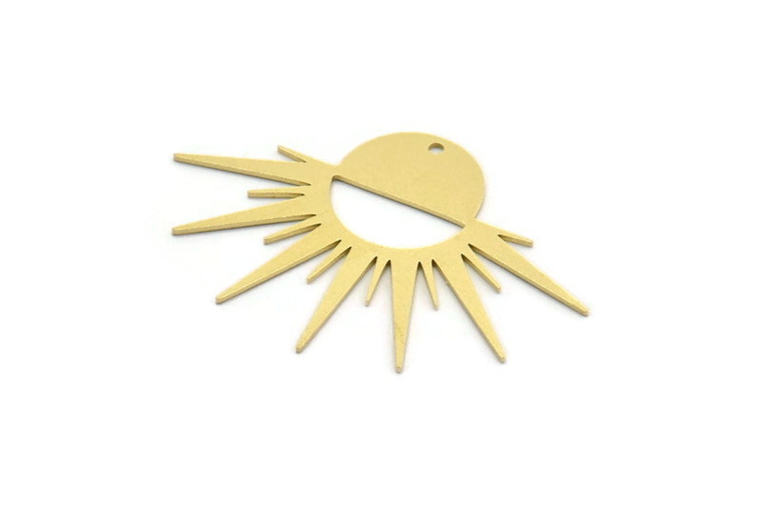 Brass Sun Charm, 8 Raw Brass Rising Sun Shaped Charms With 1 Hole ...