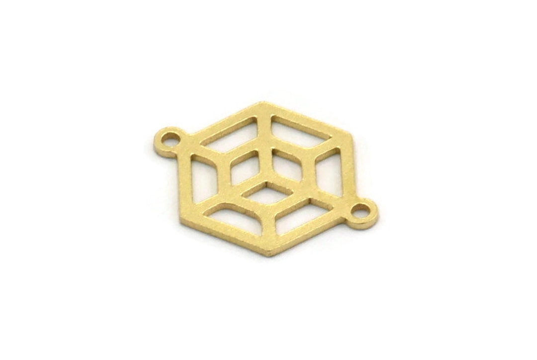 Brass Hexagon Connector, 12 Raw Brass Hexagon Shaped Connectors With 2 ...