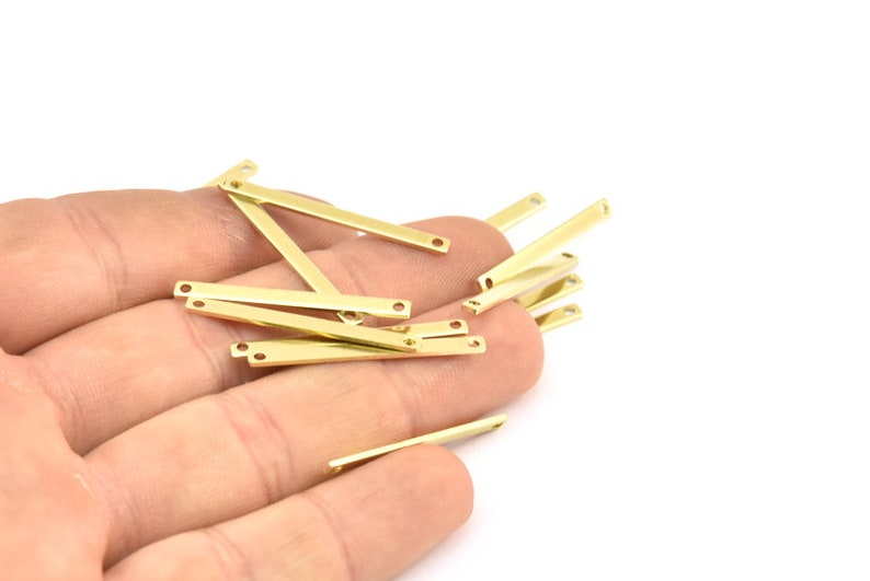 Tiny Bar Pendant 24 Raw Brass Connector Bars With 2 Holes | Etsy