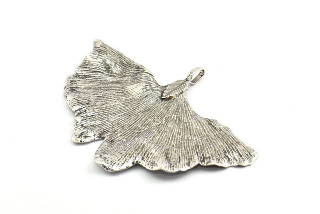 Silver Gingko Leaf, 1 Silver Tone Plated Real Gingko Leaf With 1 Loop ...