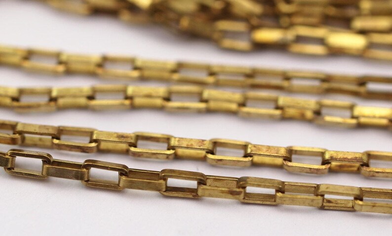 2mm Link Chain, 10 M. Rectangle Raw Brass Chain, Open Link (3.5x2mm ...