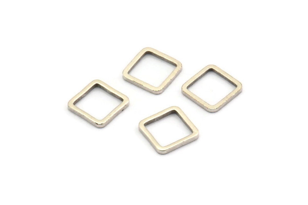 8mm Square Connector, 24 Antique Silver Plated Brass Square Connectors ...