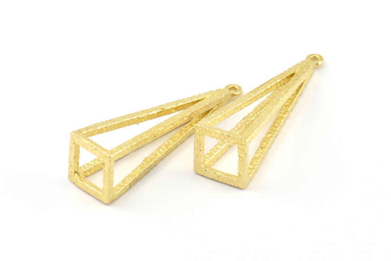Brass Triangle Prism, 3 Raw Brass Triangle Prism Pendants With 1 Loop ...