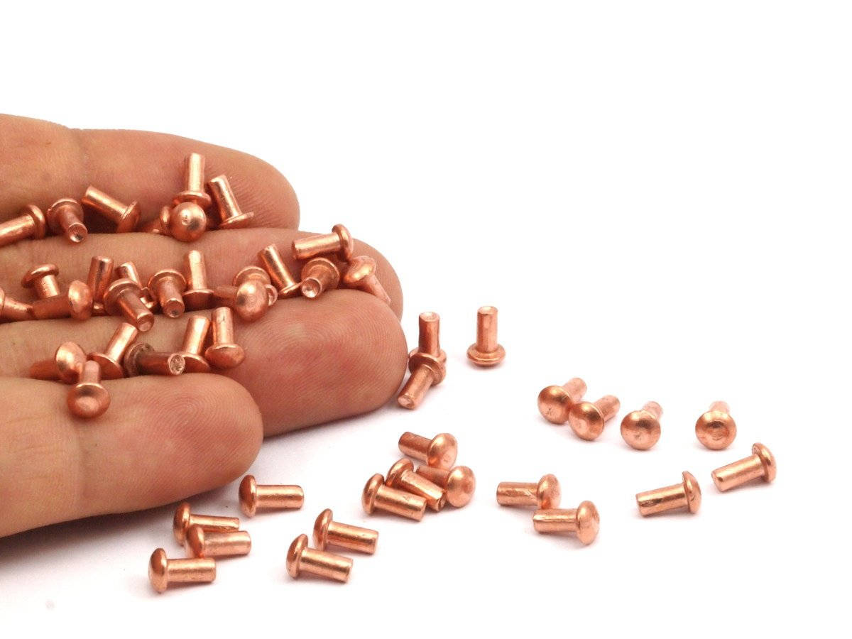 Copper Rivet 50 Raw Copper Forged Rivets 3x8mm A0888 | Etsy