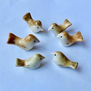 Ceramics Bird Tiny Miniature Sparrow Ceramic Garden Bird Hand Painted ...