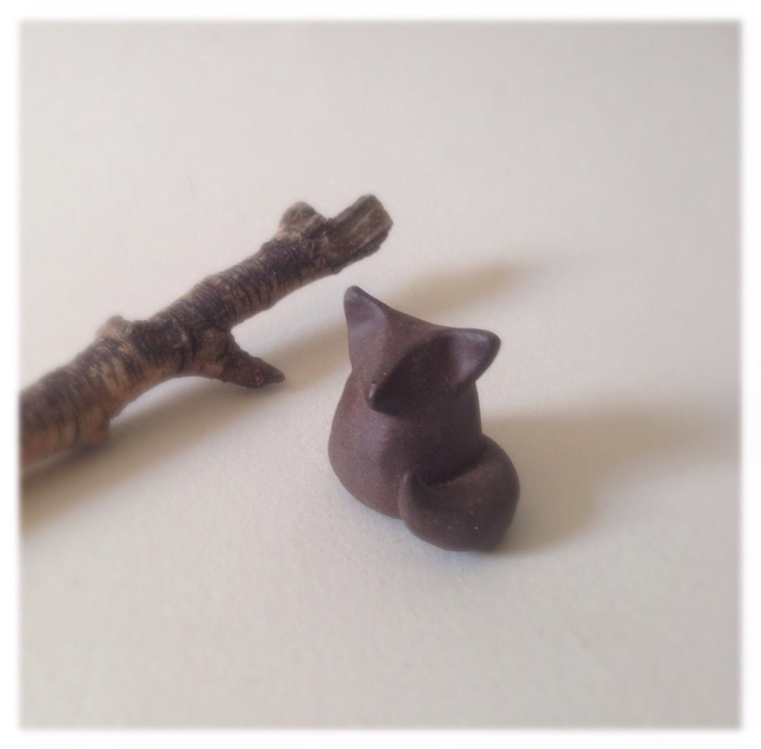 Fox Clay Fox Red Fox Ceramic Fox Miniature Fox Animal Totem Clay Animal ...