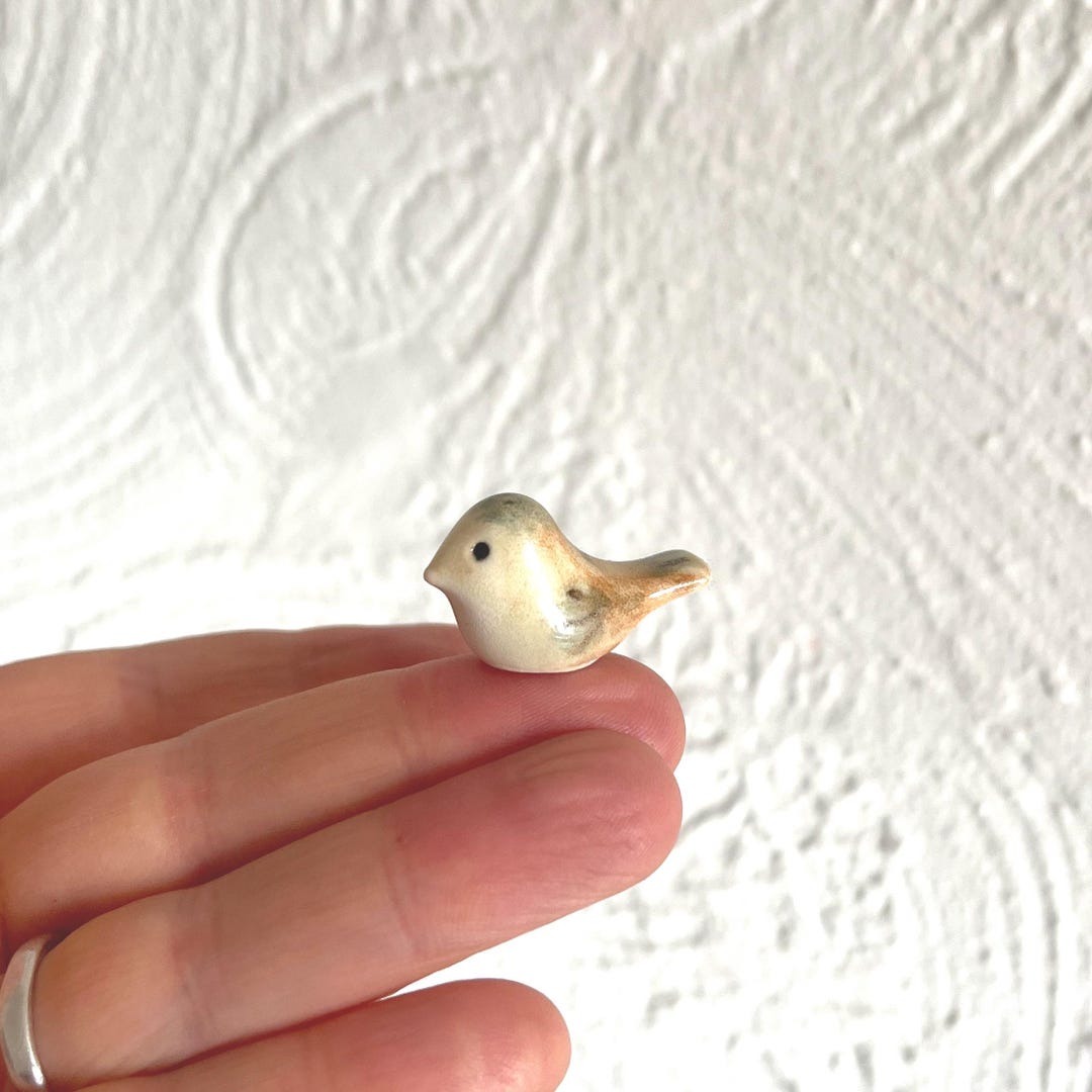 Ceramics Bird Tiny Miniature Sparrow Ceramic Garden Bird Hand Painted ...